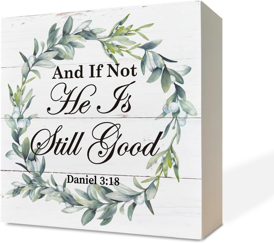 Wood Box Sign 7x7Inch Christian Sign Scripture Decor Wooden Box Sign ...