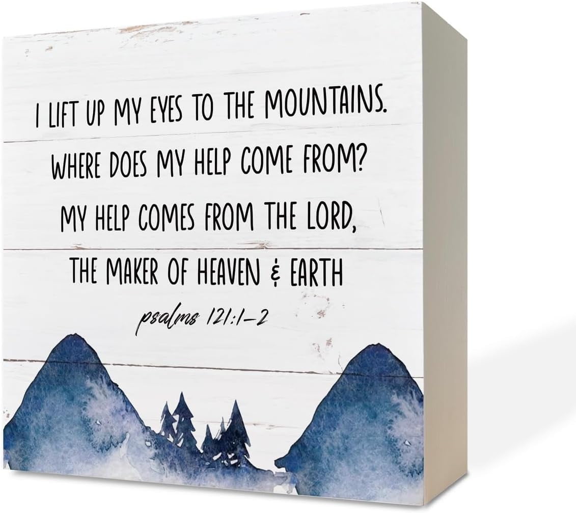 Wood Box Sign 7x7Inch Christian Wood Signs Bible Verse Psalm Wood Signs ...