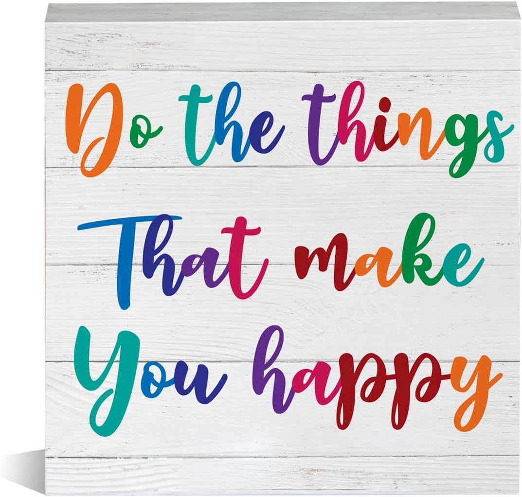 Wood Box Sign 7x7Inch Happiness Quote Sayings Wooden Box Sign Do The ...