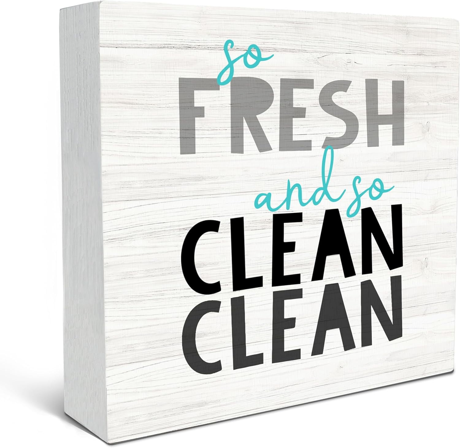 Wood Box Sign 7x7Inch Kid'S Bathroom Quote So Fresh So Clean Wood Box ...