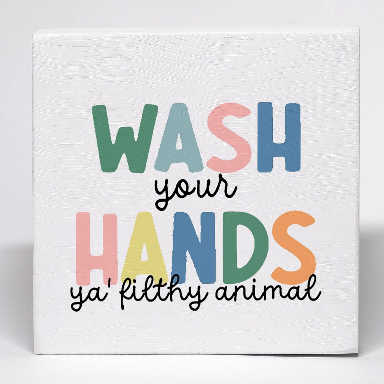 Wood Box Sign 7x7Inch Kids Bathroom Wood Box Sign Wash Your Hands ...