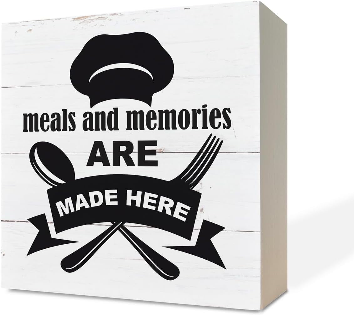 Wood Box Sign 7x7Inch Kitchen Wood Signs Meals And Memories Are Made ...