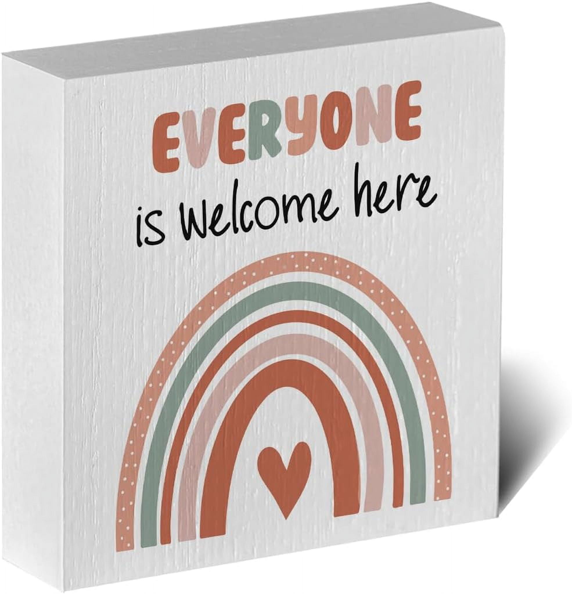 Wood Box Sign 7x7Inch Motivational Rainbow Welcome Sign Desk Decor ...