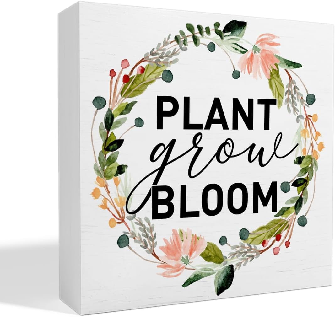 Wood Box Sign 7x7Inch Plant Lover Decor Wooden Box Sign Plant Garden ...
