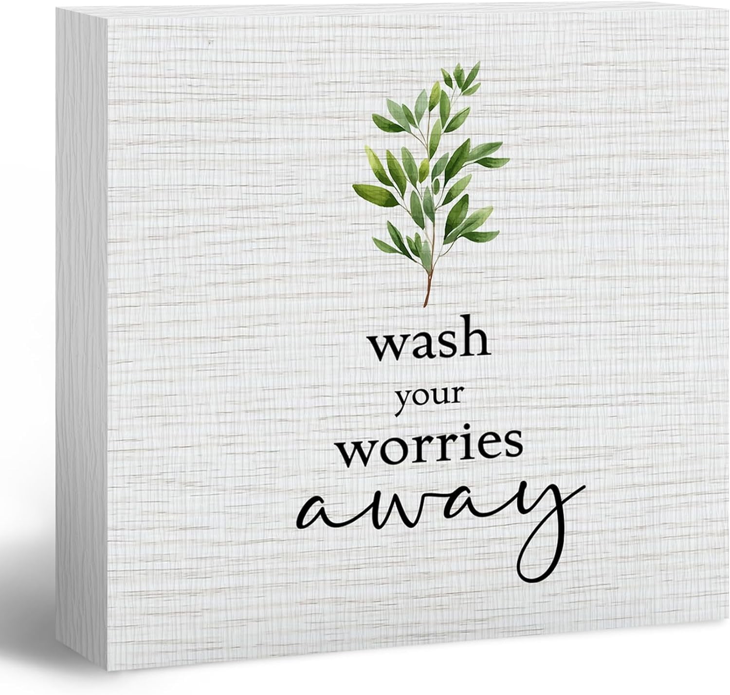 Wood Box Sign 7x7Inch Wash Your Worries Away Bathroom Sign Farmhouse ...