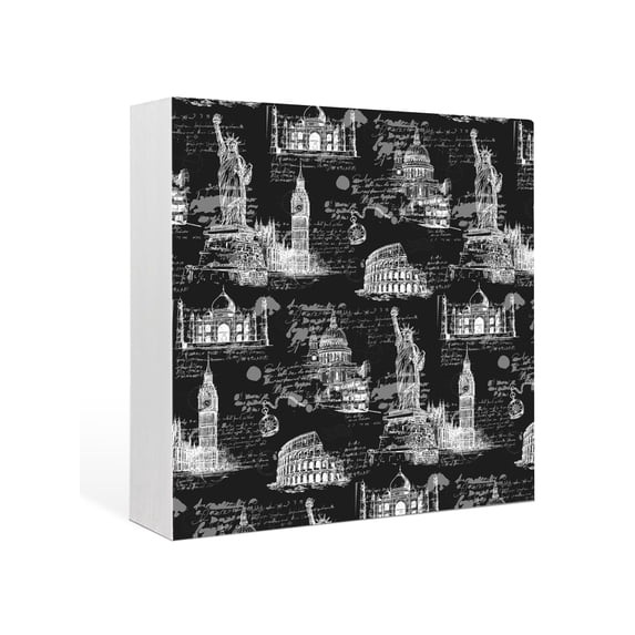Wood Box Sign Architecture Landscape Square Boxes Sgin Desk Decor ...