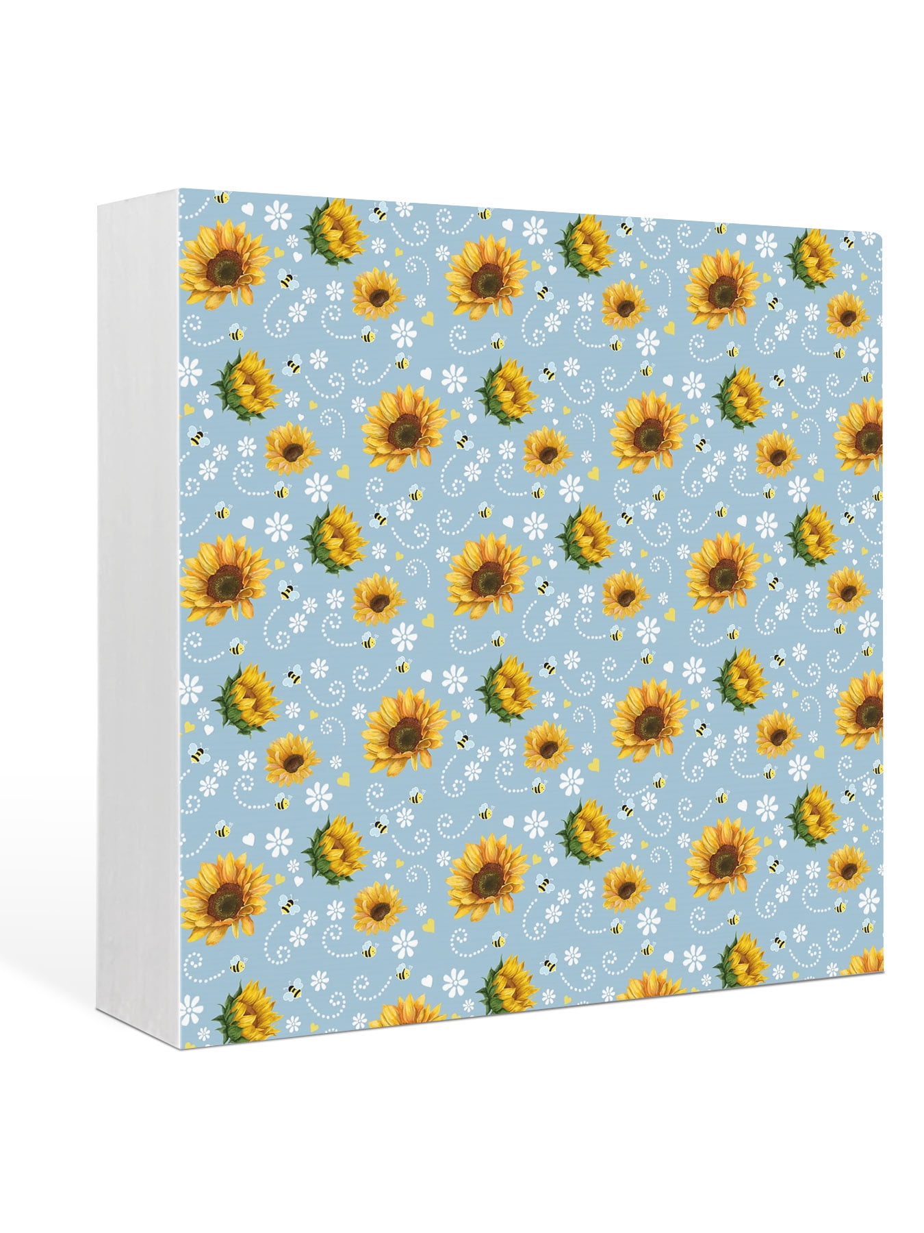 Wood Box Sign Bees Sunflower Square Boxes Sgin Desk Decor Decorative ...