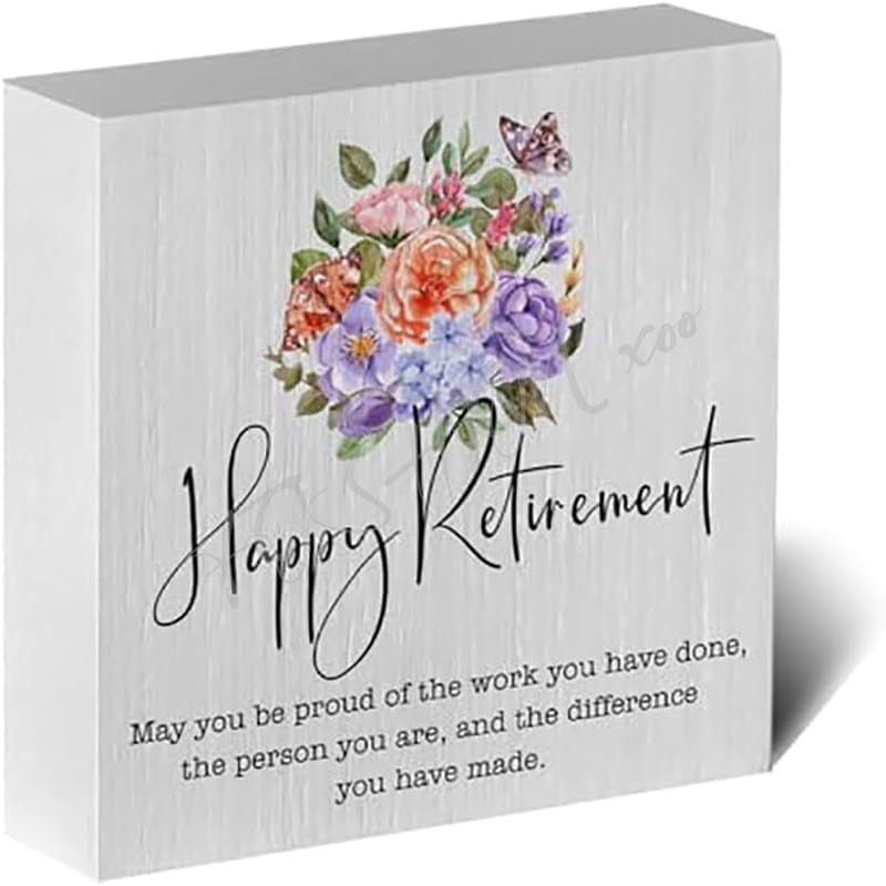 Wood Box Sign Country Floral Retirement Artwork Wood Box Sign Rustic ...