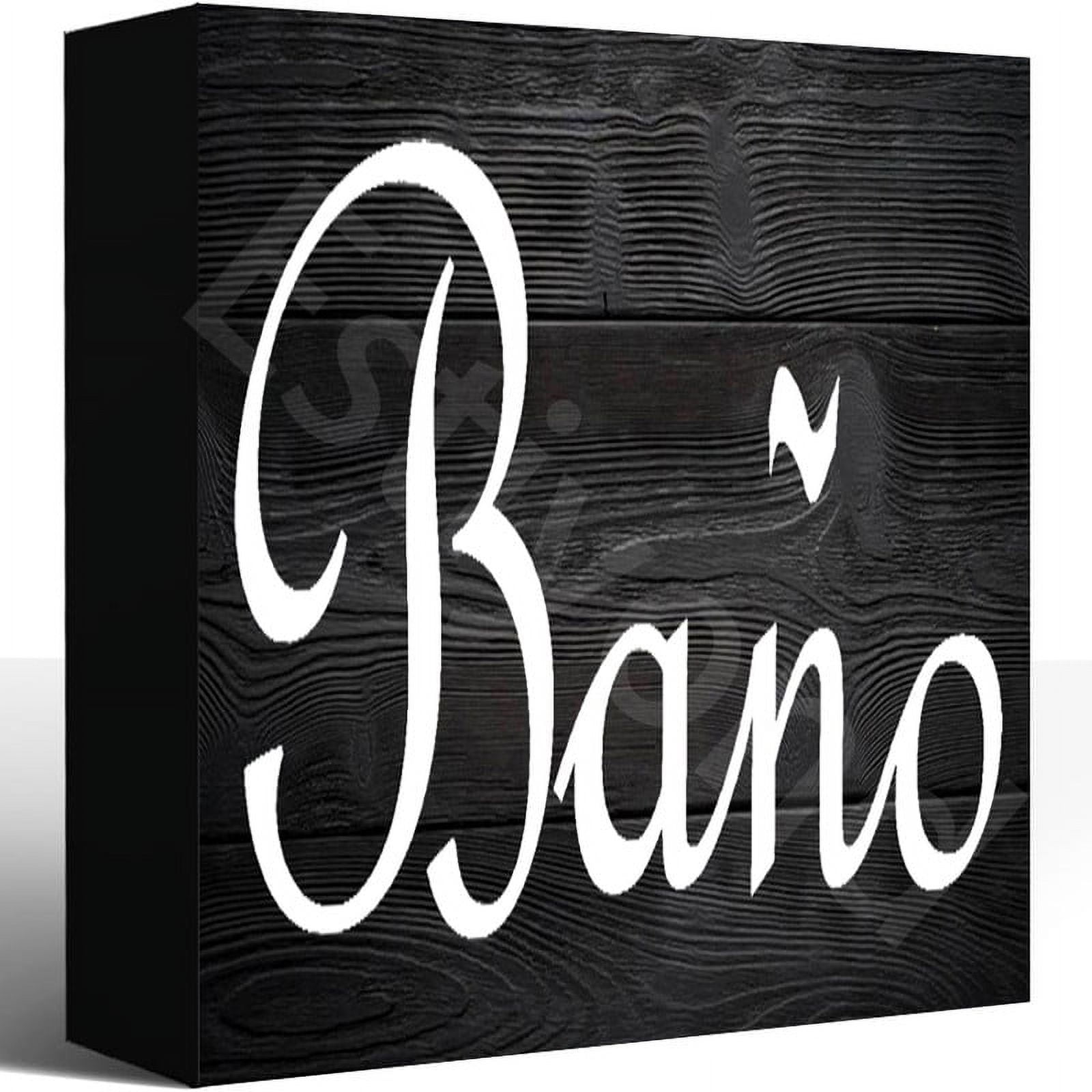 Wood Box Sign Desk Decor,Rustic Bano Bath Spanish Wood Sign Restroom ...