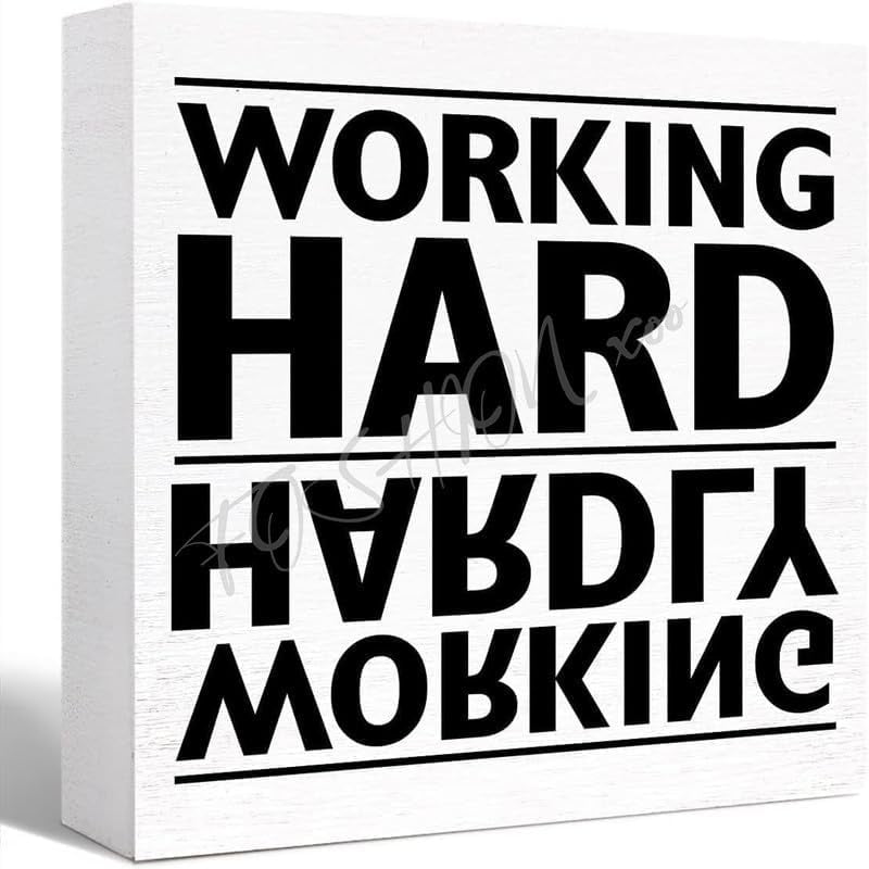 Wood Box Sign Funny Office Wood Box Sign Working Hard Hardly Working ...
