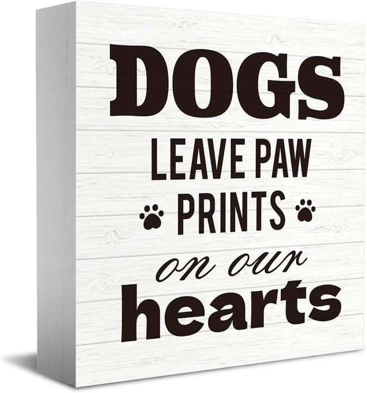 Wood Box Sign Home Decor Dogs Leave Paw Prints On Our Hearts Wooden Box ...