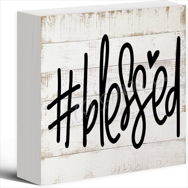 Wood Box Sign Mini Blessed Sign Wooden Box Sign Desk Decor For Home ...