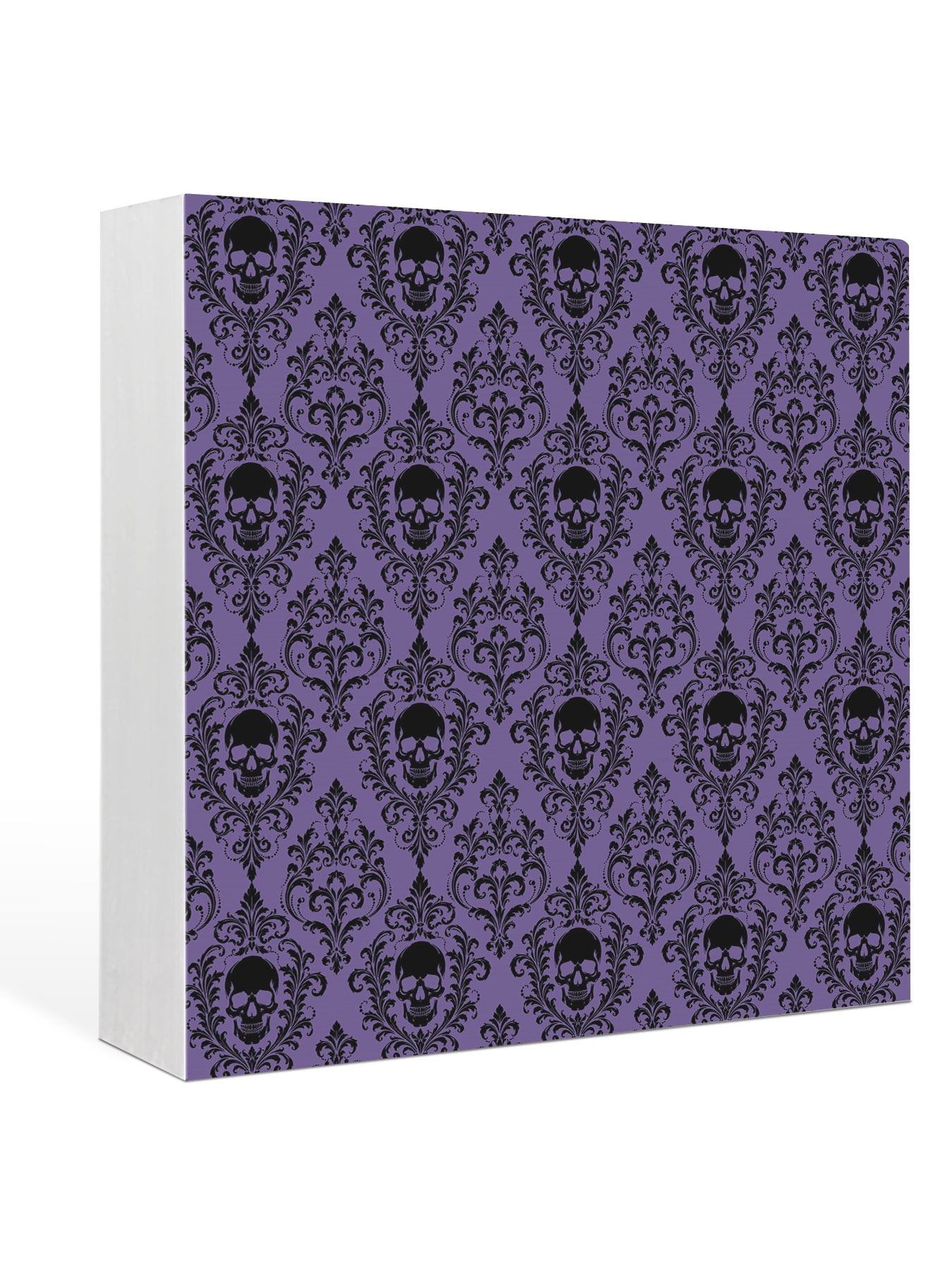 Wood Box Sign Purple Damask Skull Square Boxes Sgin Desk Decor ...