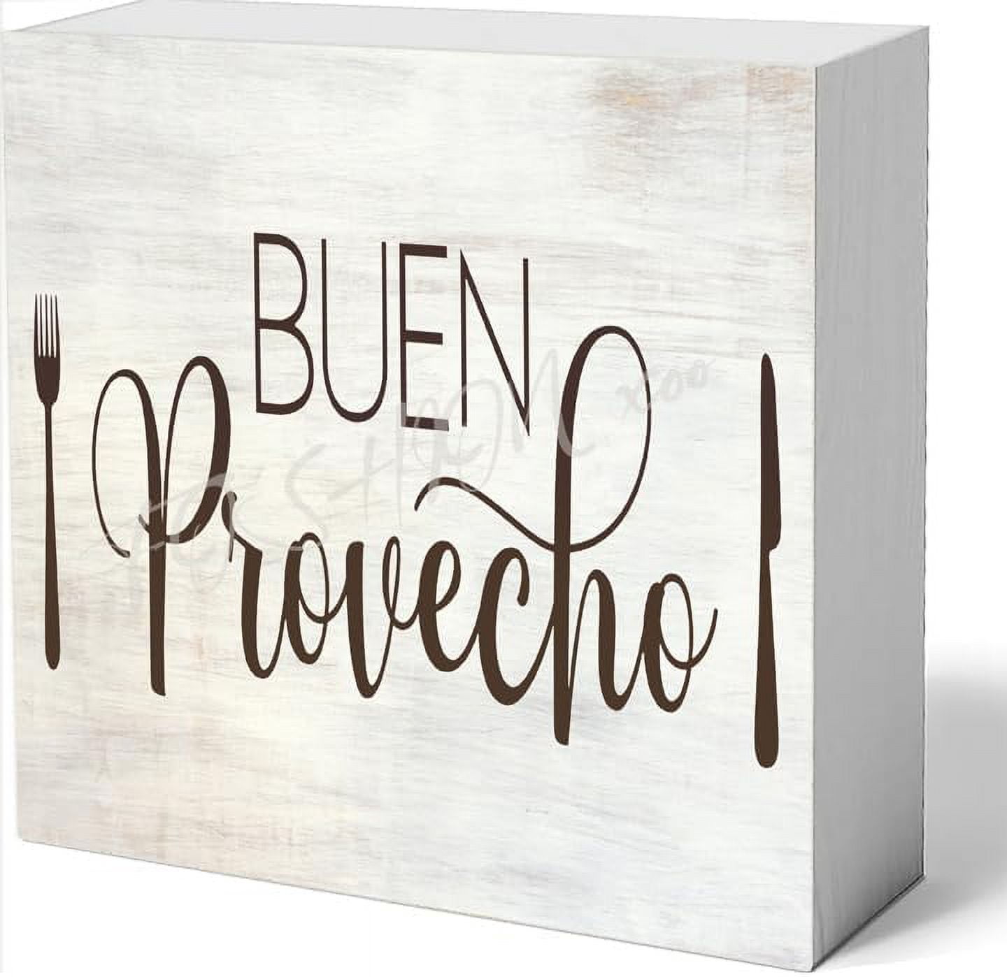 Wood Box Sign Spanish Kitchen Sign Quote Buen Provecho Sign Spanish Kitchen Wood Box Sign 5 X 5 ...