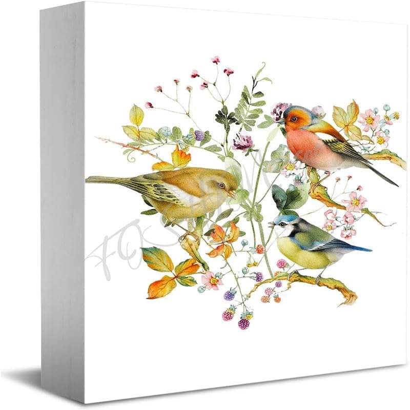 Wood Box Sign Spring Birds Wildflower Happy Spring Spring Decorations ...
