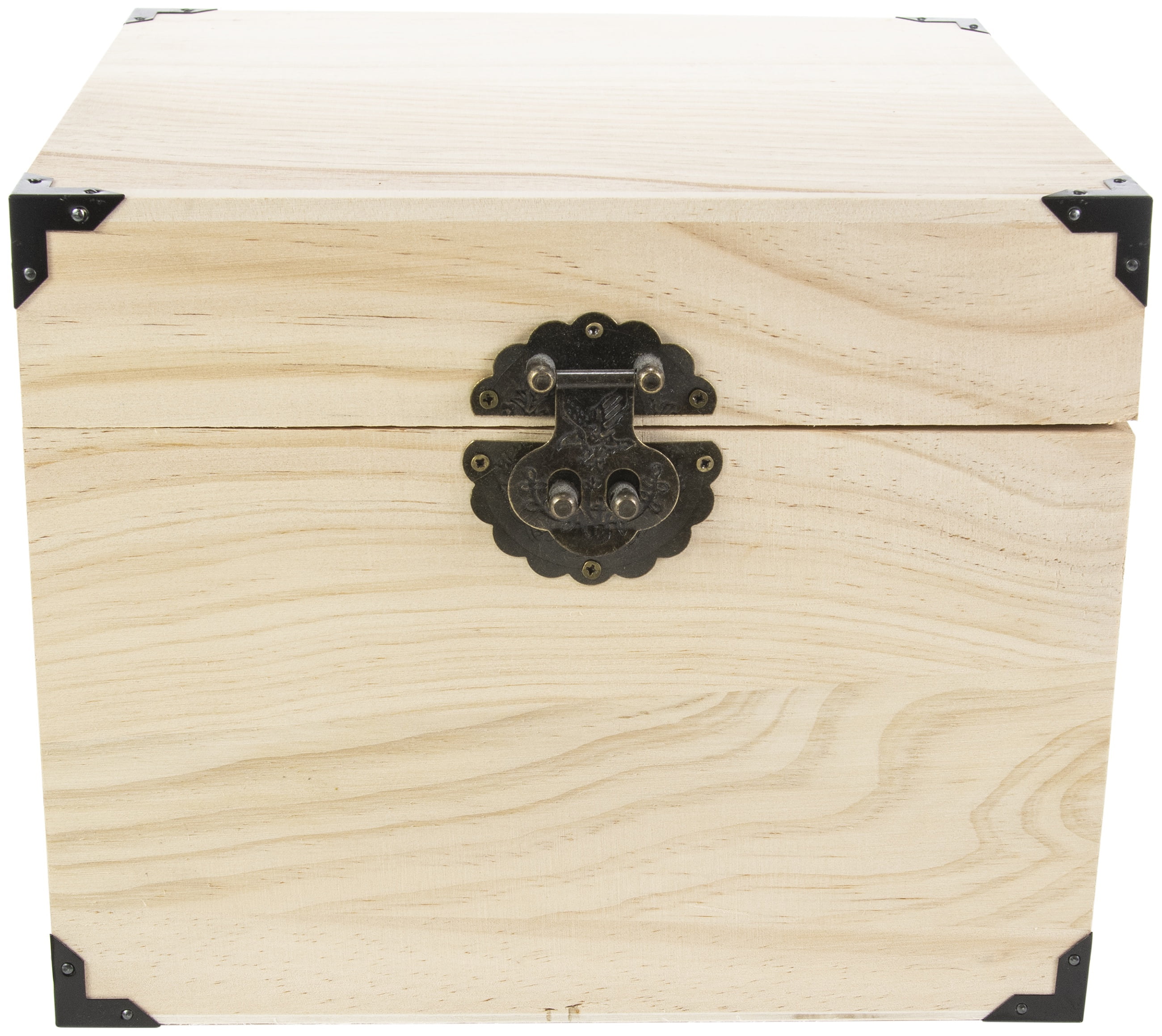 Wood Box Square W/Metal Corners-10"X10"X8" - Walmart.com