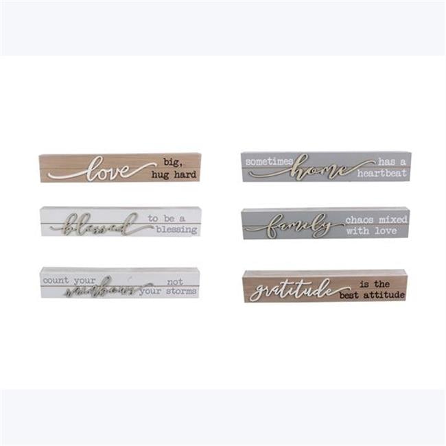 Wood Box Tabletop & Wall Sign with Raised Word, Assorted Color - 6 ...