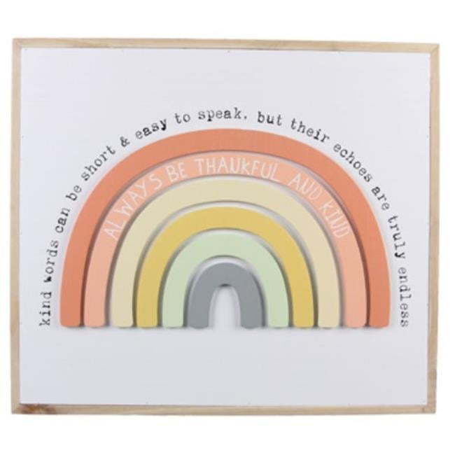 Wood Boxed Kind Words 3D Rainbow Wall Sign - Walmart.com