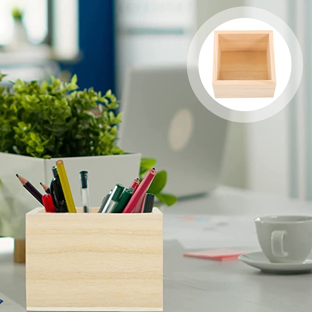 FRCOLOR Small Crate Office Wooden Boxes Khaki 4Pcs 3.1x3.1x1.6in ...