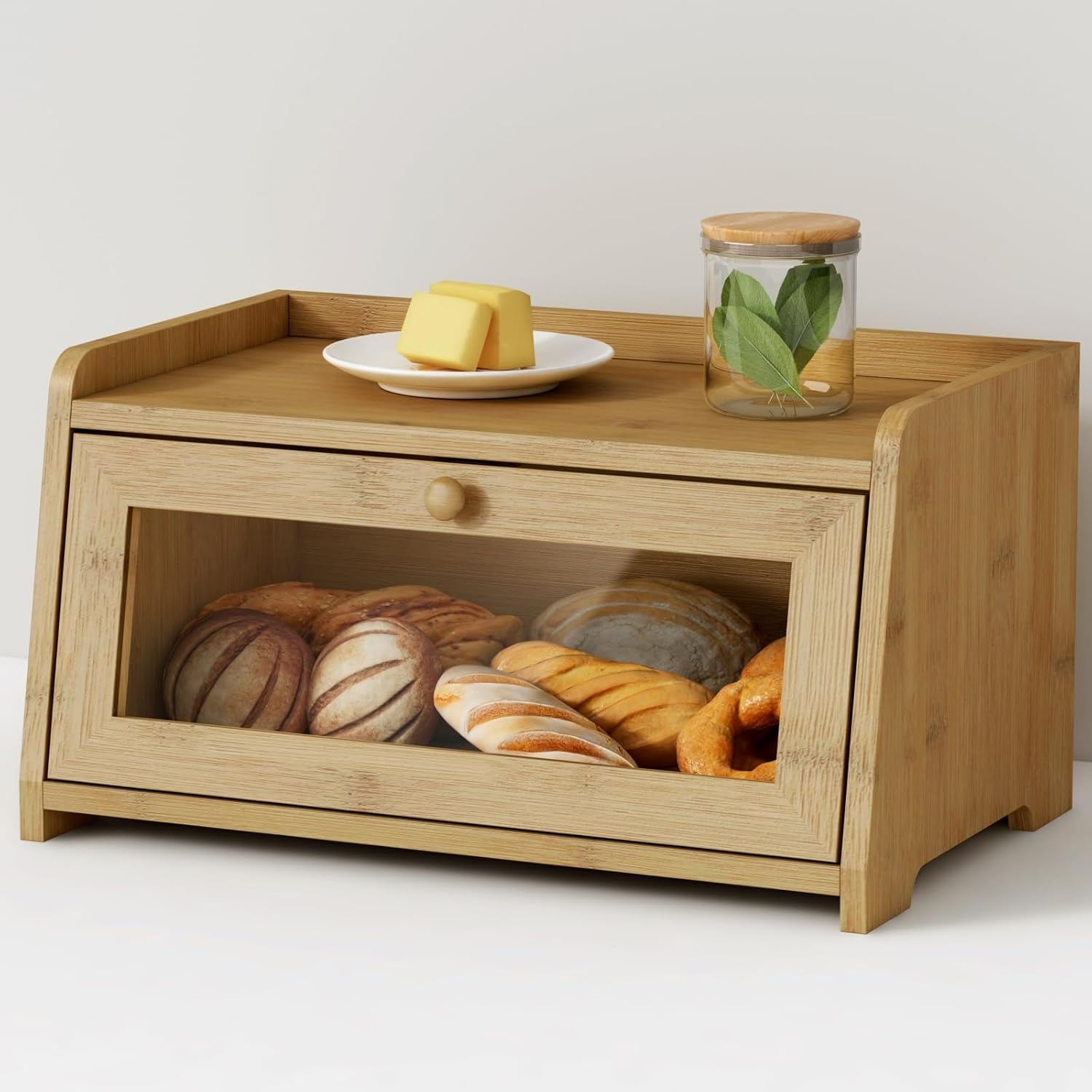 Wood Bread Box for Kithcen Countertop, Rustic Breadox Storage Container ...