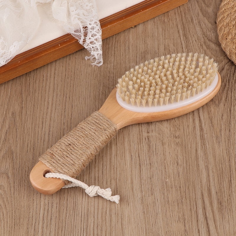 Wood + Bristle Full Body Natural Bristle Dry Skin Exfoliation Brush ...