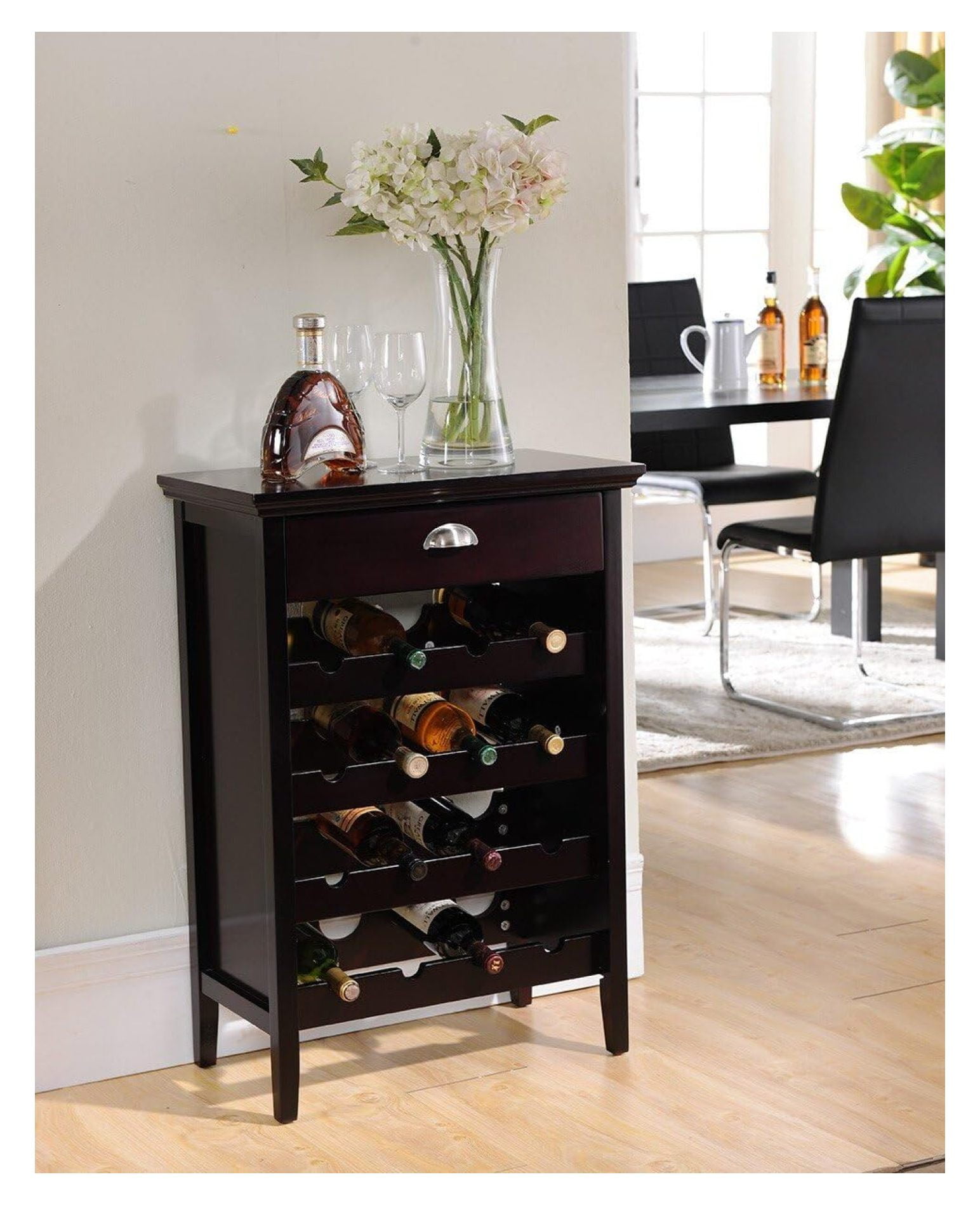 Wood Buffet Wine Rack Cabinet with Drawer, Dark Cherry - Walmart.com
