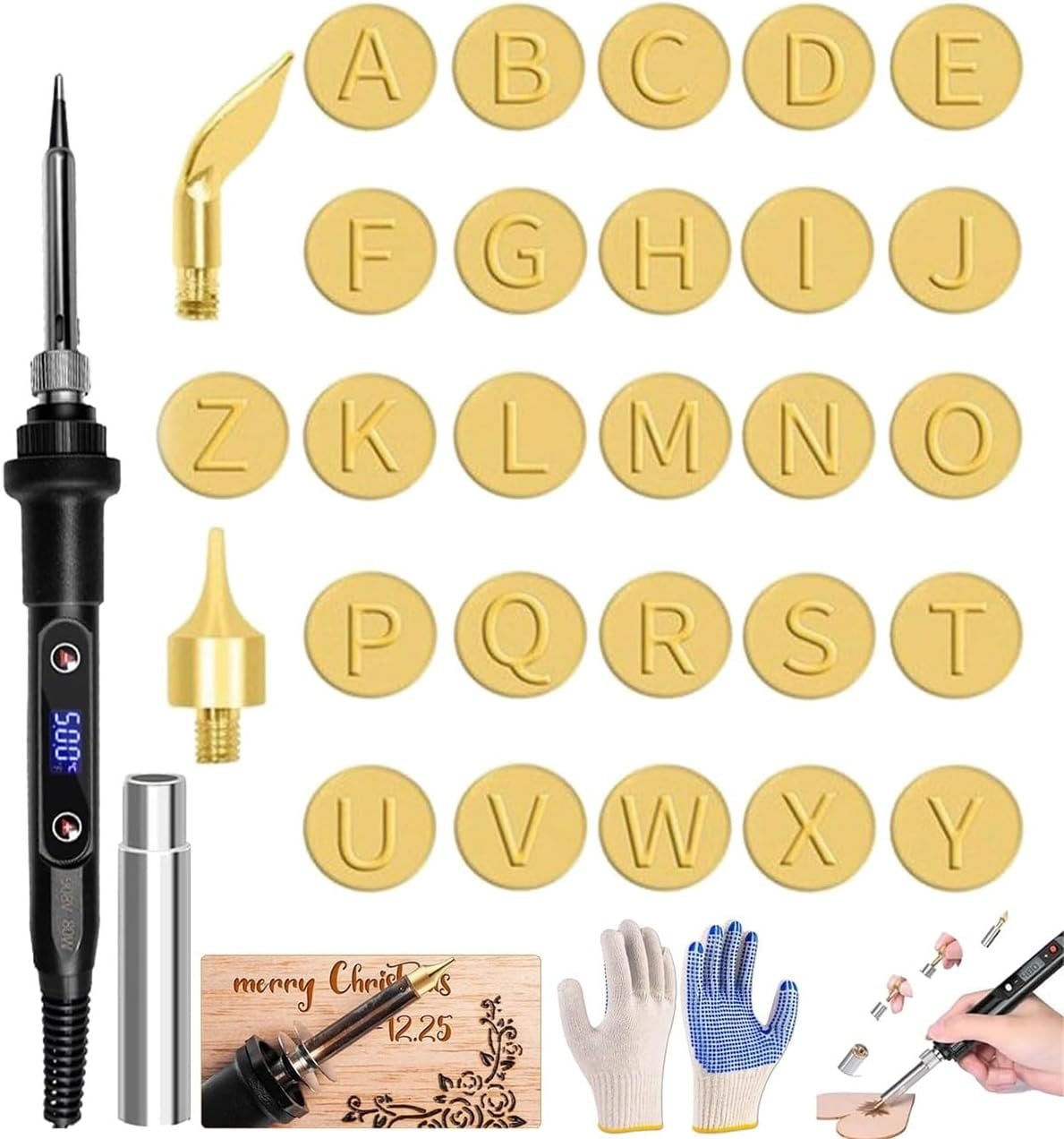 Wood Burner with Letters Stamps, Hot Stamps Tool with Alphabet, 26 ...