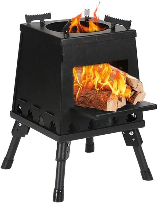Wood Burning Camping Stove,Outdoor Portable Heating Burner Stove Leg ...