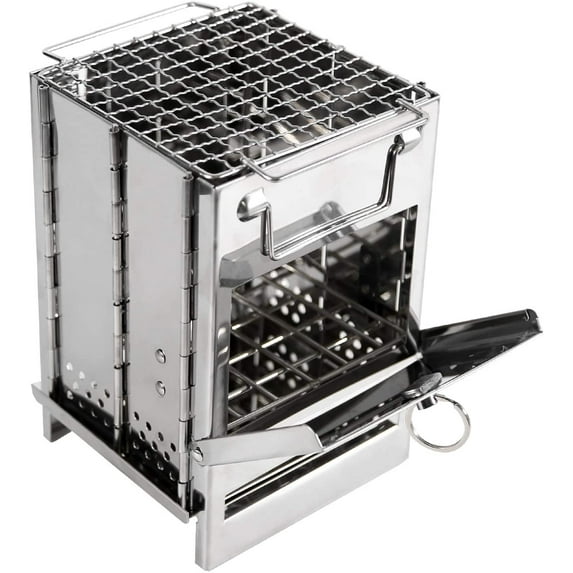 Wood Burning Folding Camp Stove Stainless Steel Grid, Portable ...