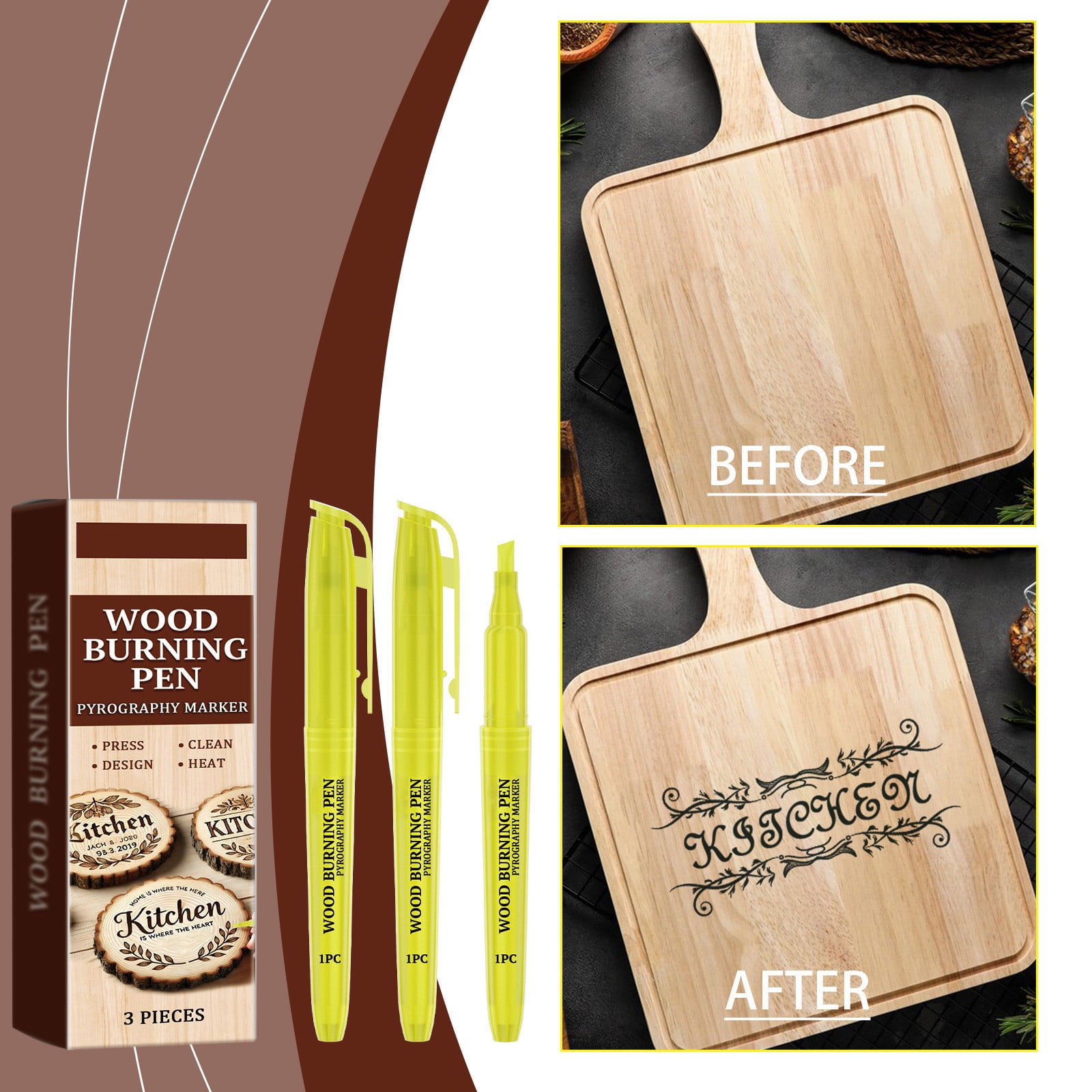 Wood Burning Marker Pen | DIY Wood Pyrography Art Tool | Burn Effect ...