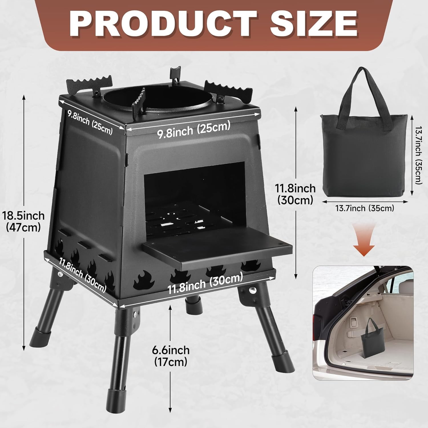 Wood Burning Stove, Camping Wood Stove, Small Portable Cast Iron Wood ...