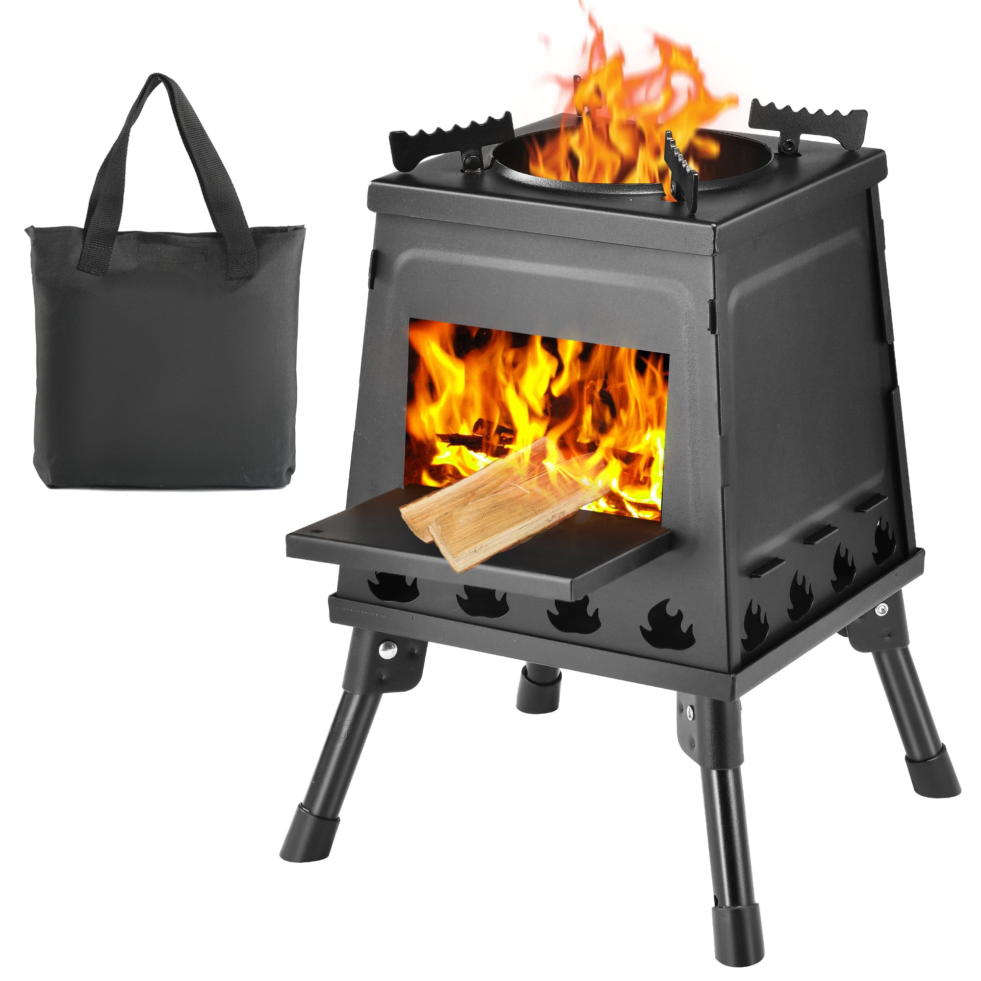 Wood Burning Stove, Camping Wood Stove, Small Portable Cast Iron Wood ...