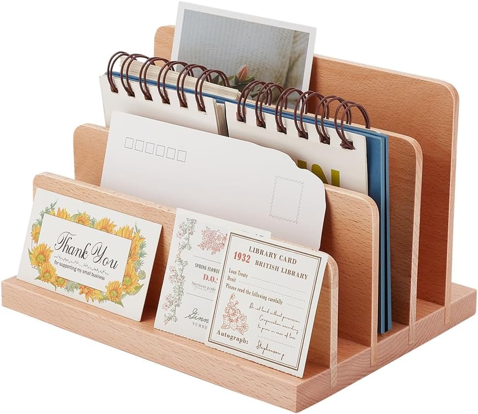 Wood Business Card Holder Stand, 4-Tier Multiple Business Card ...