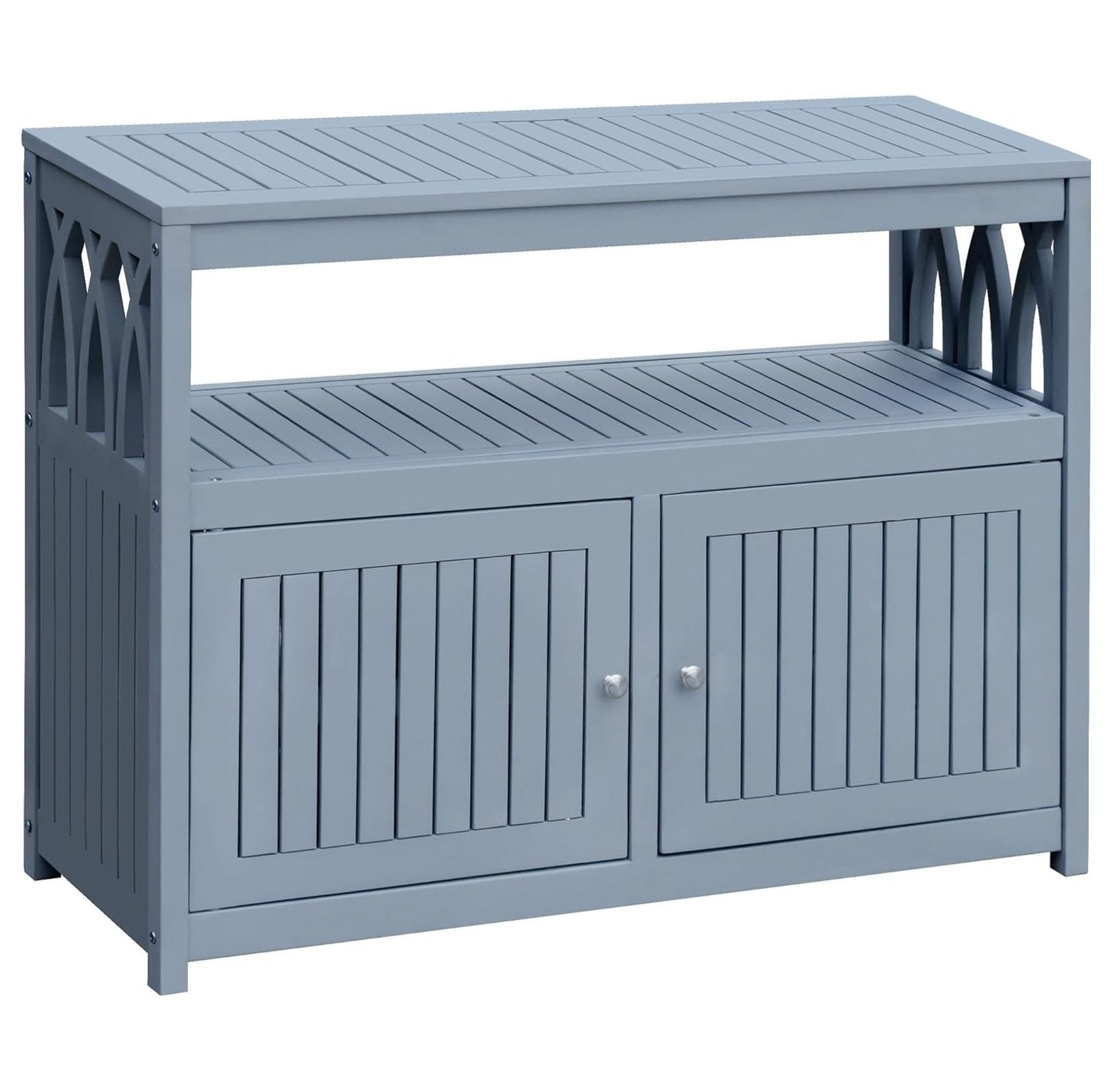 Wood Cabinet with 2 Magnetic Doors - Weatherproof Outdoor Storage ...