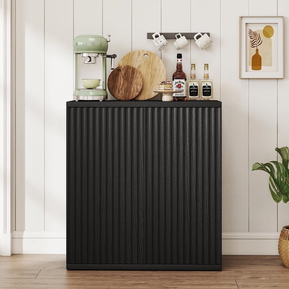 CURLA, Fluted Small Storage Cabinet with Doors and Adjustable Shelves ...