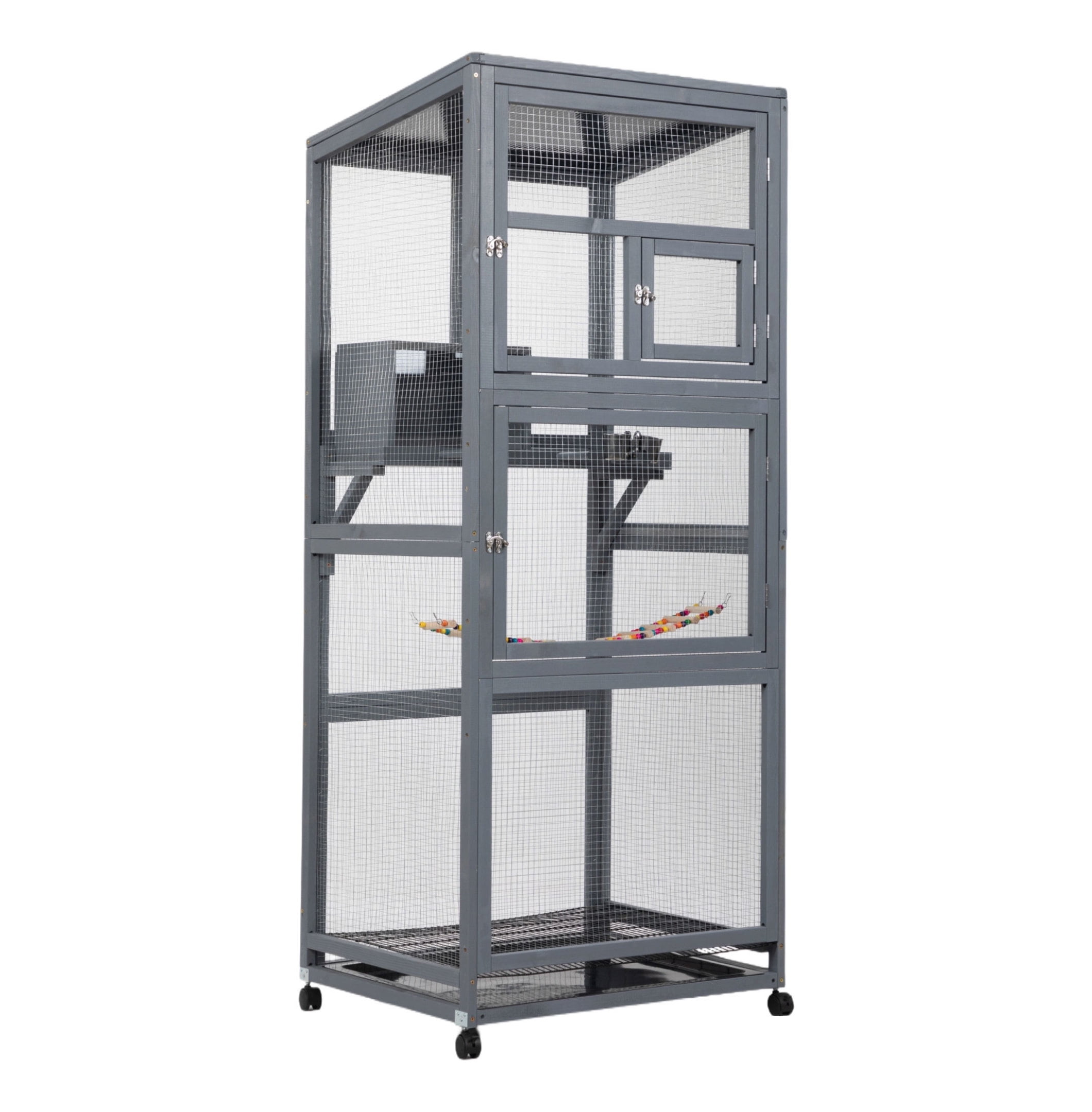 Wood Cage with Universal Wheels-Gray - Walmart.com