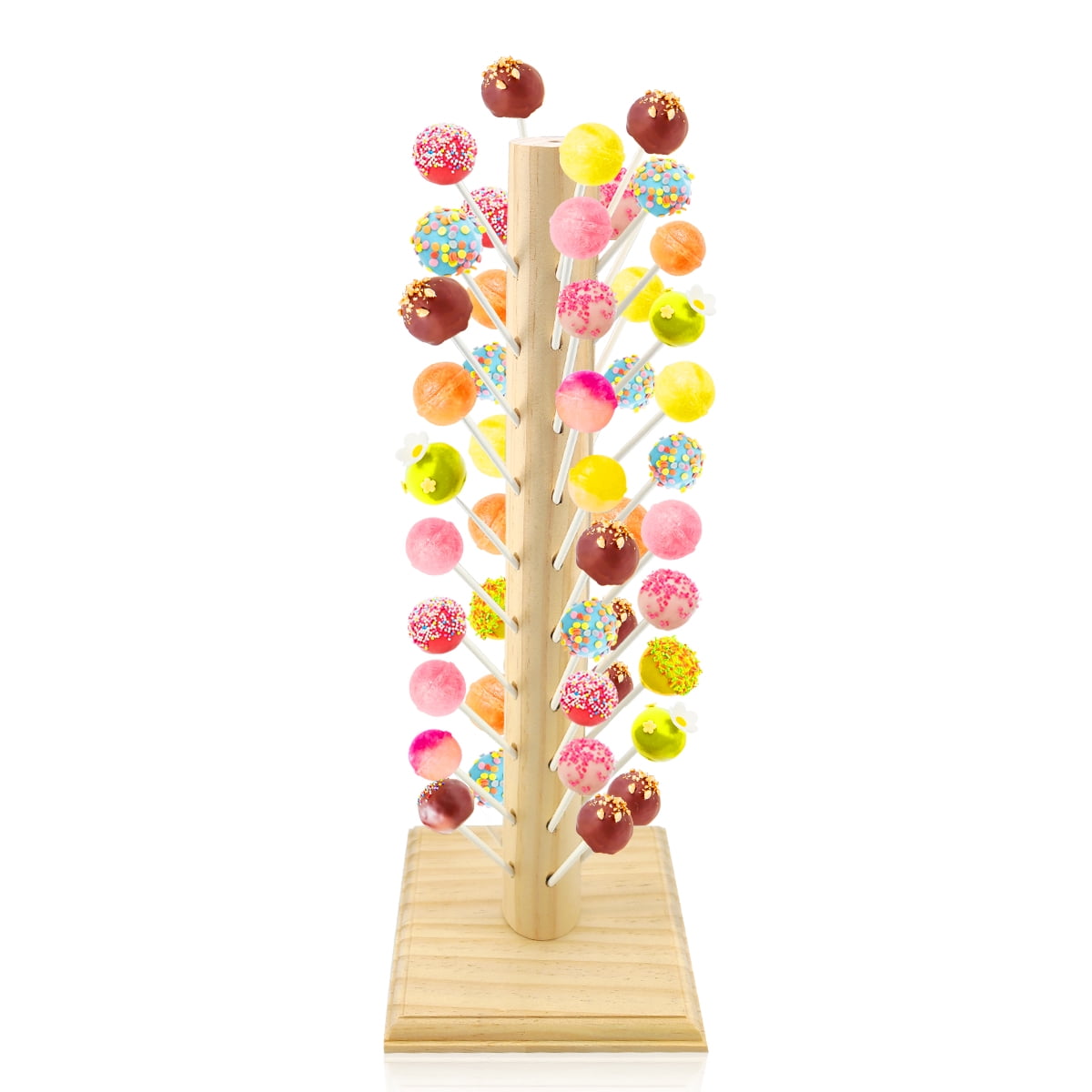Wooden 60-Hole Cake Pop Stand - Lollipop Display for Parties, Weddings ...