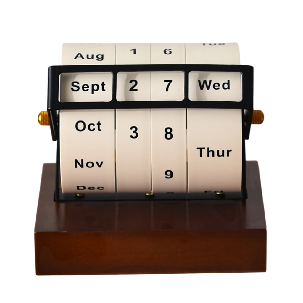 Jesscasday Wood Calendar Rotary Calendar Rotating Calendar for ...