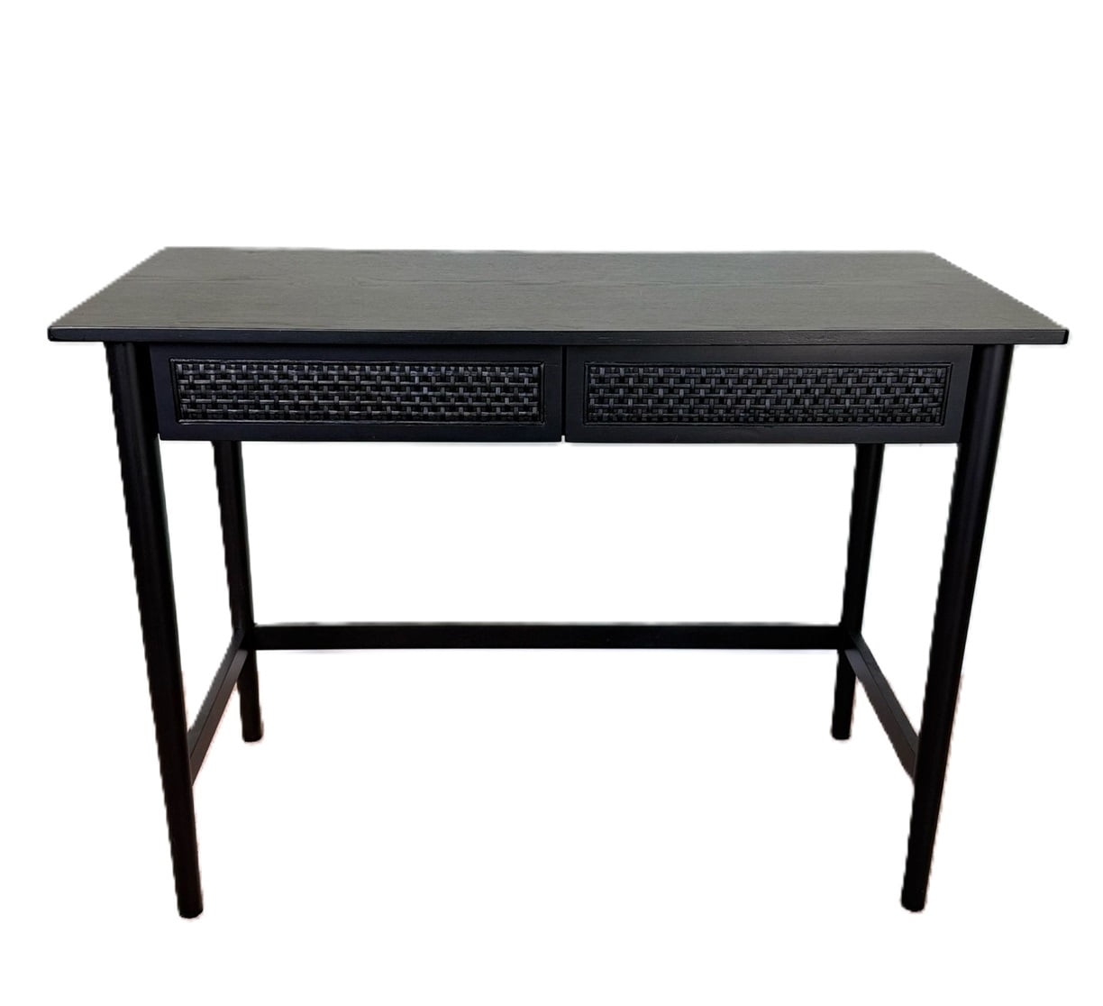 Sophisticated Black Wood & Cane Writing Desk with Drawers by Hearth ...