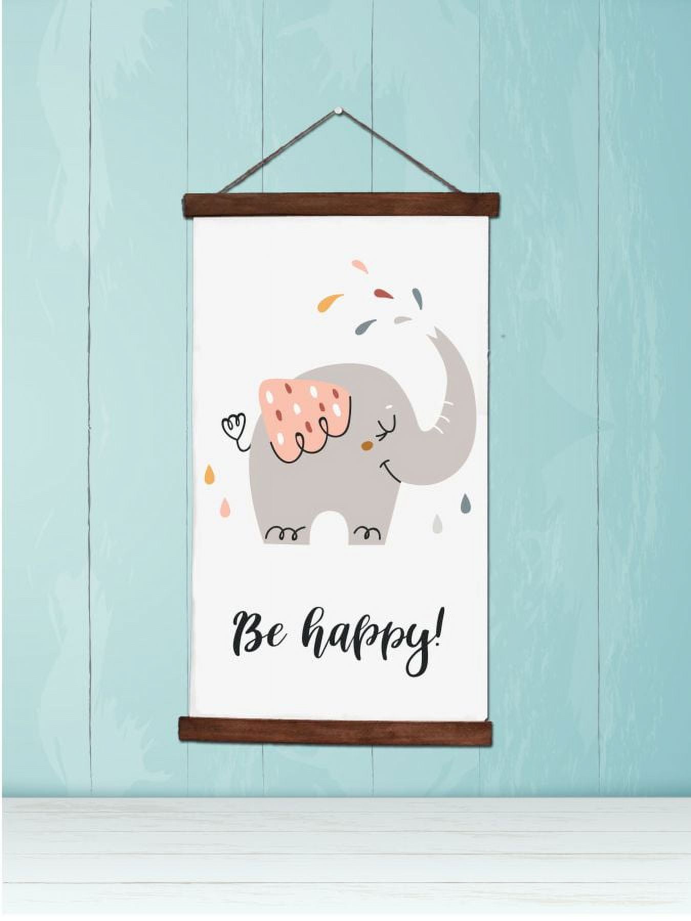 Wood, Canvas Sign, Be Happy Kids Room Elephant Décor Sign, Lightweight ...