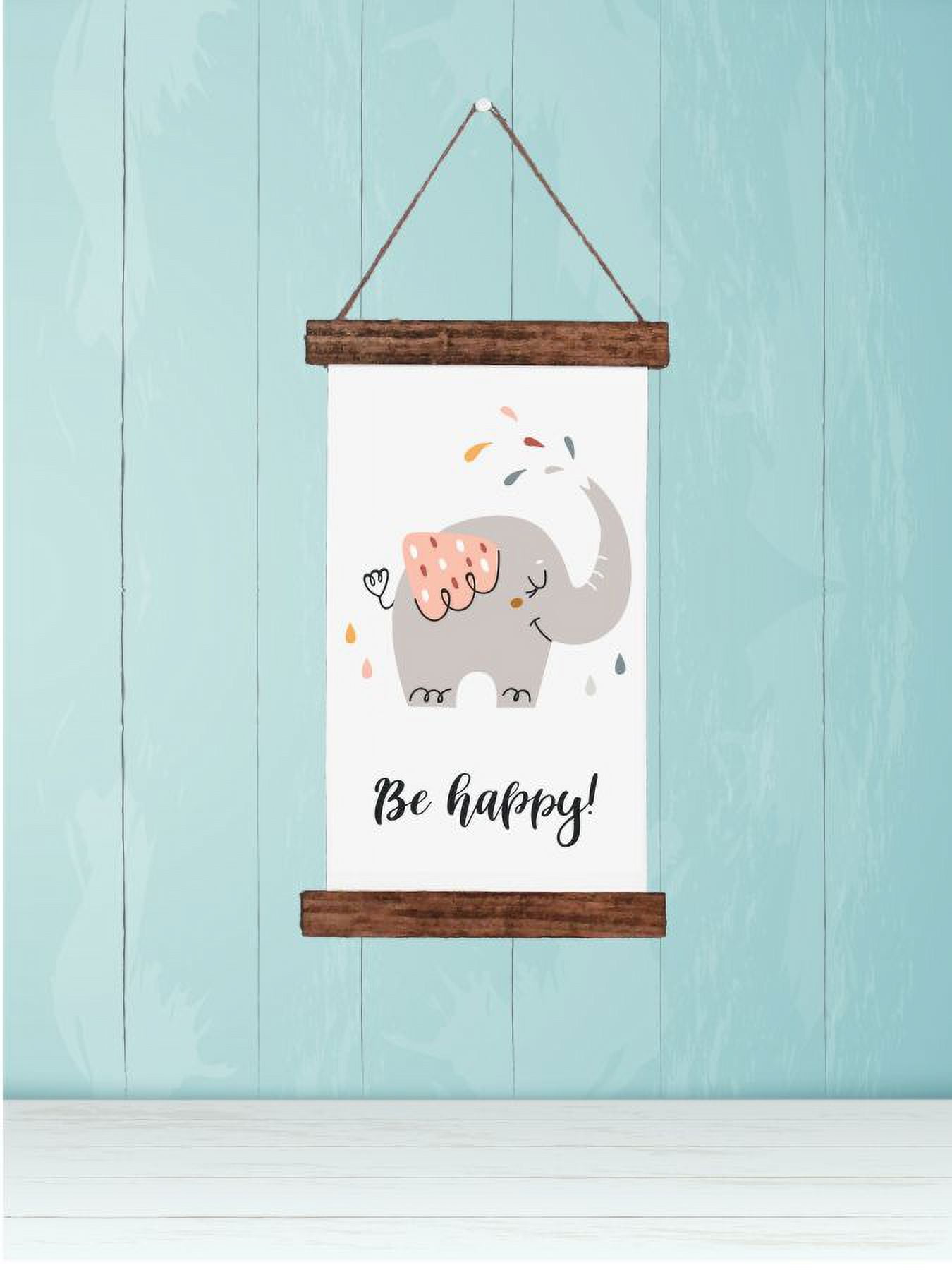Wood, Canvas Sign, Be Happy Kids Room Elephant Décor Sign, Lightweight ...