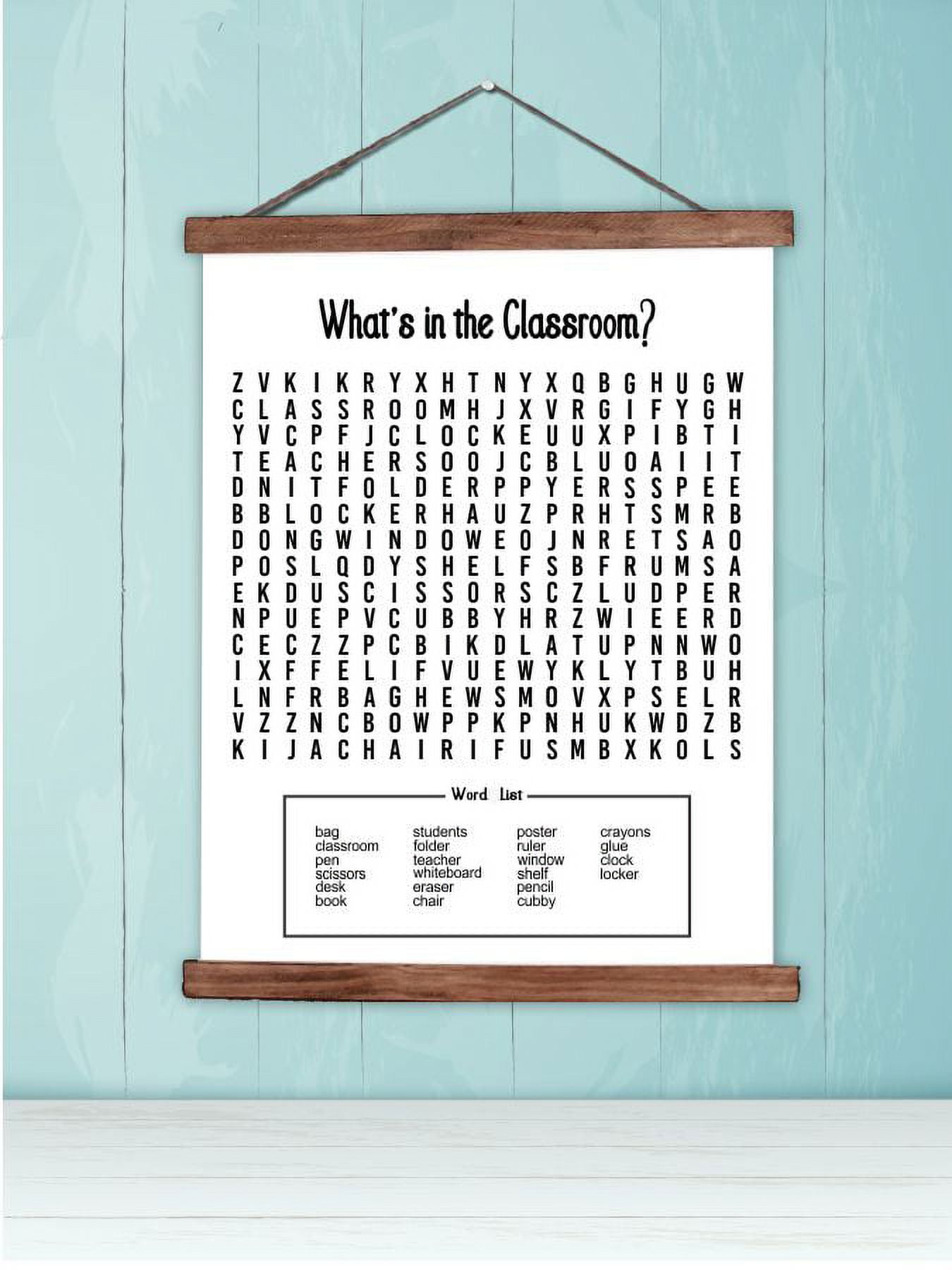 Wood, Canvas Sign, Classroom Decor Word Search Puzzle Art Print ...