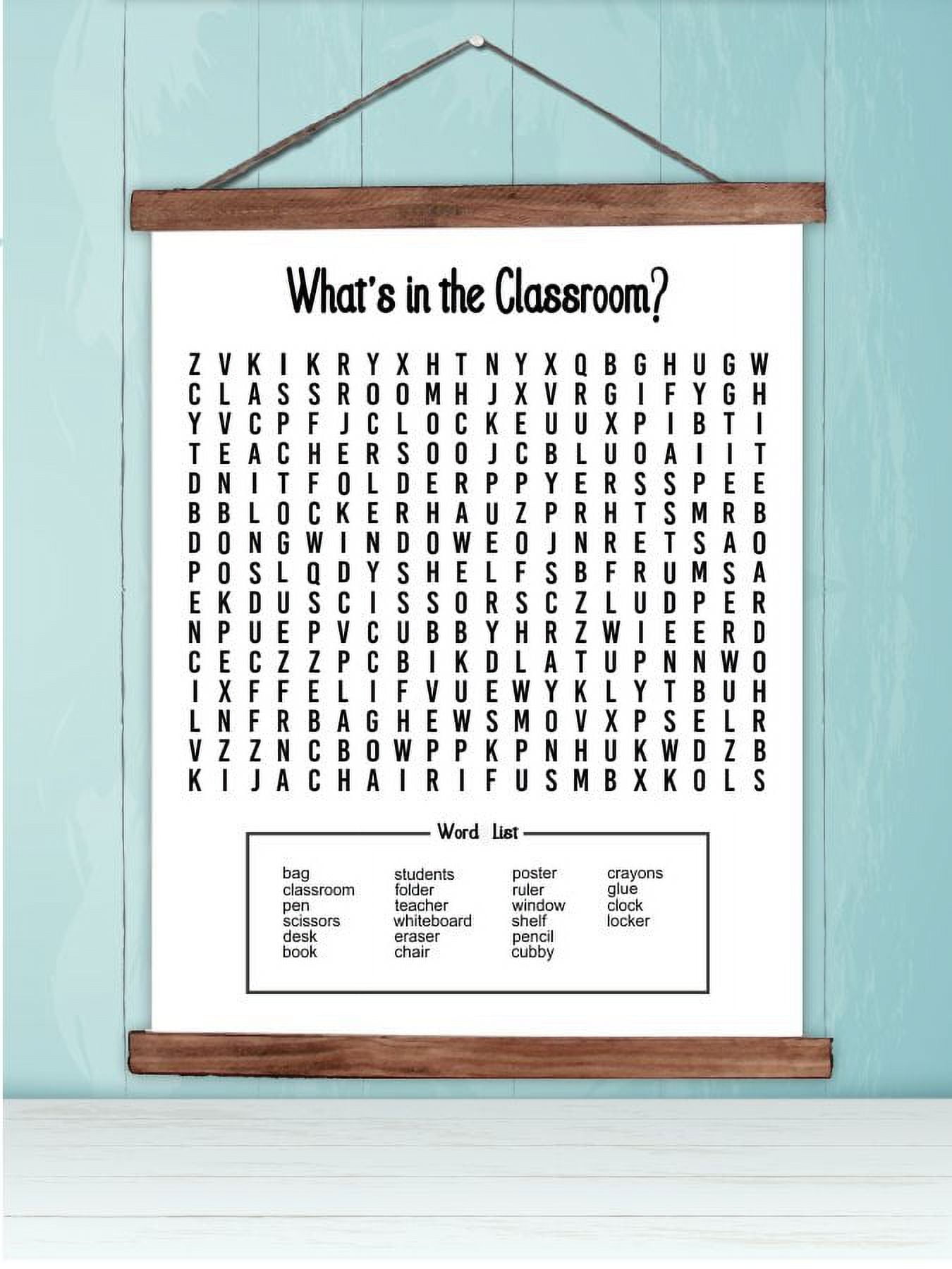 Wood, Canvas Sign, Classroom Decor Word Search Puzzle Art Print ...