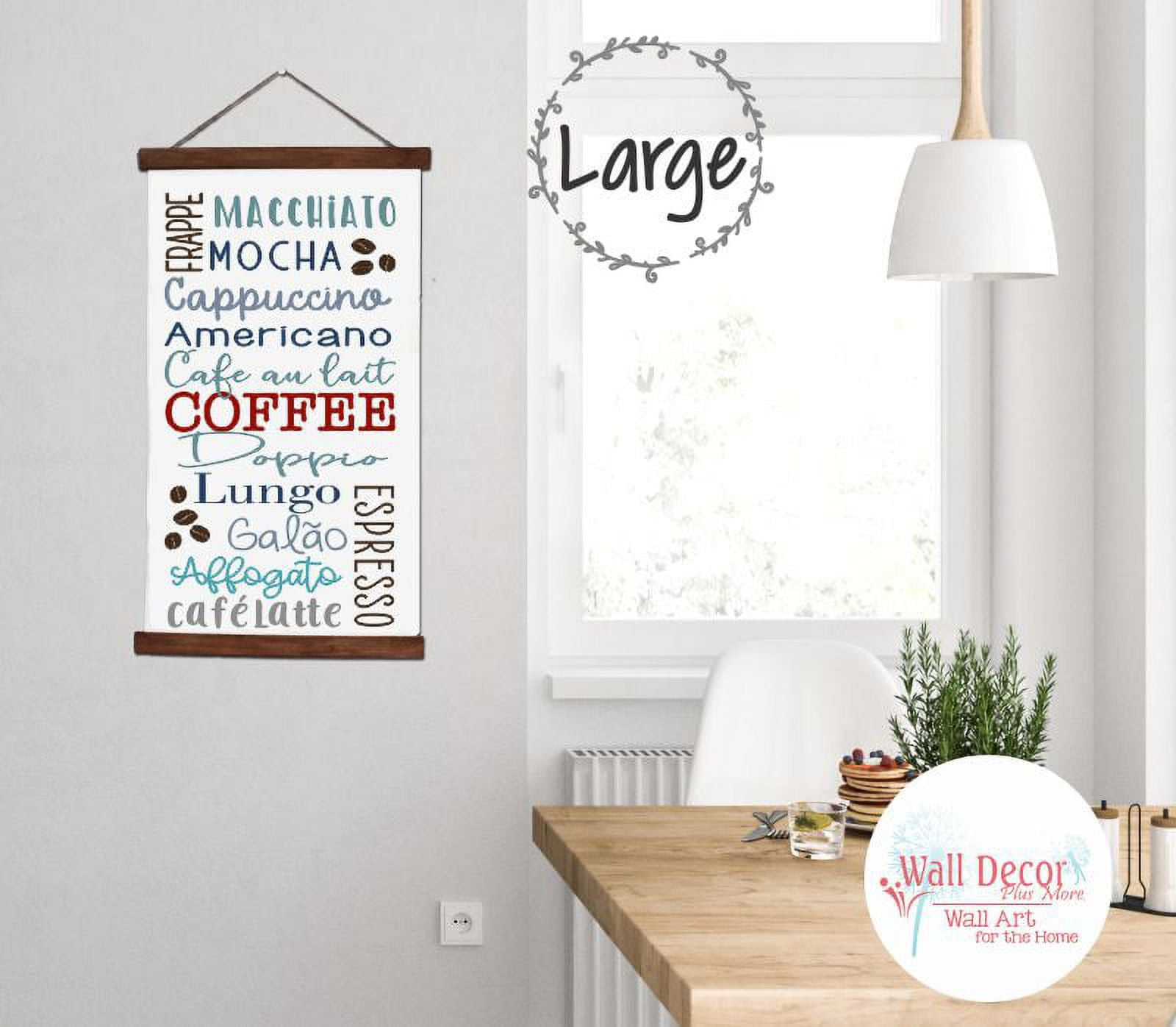 Wood, Canvas Sign, Coffee Types Kitchen Decor Quote Sign, Lightweight ...