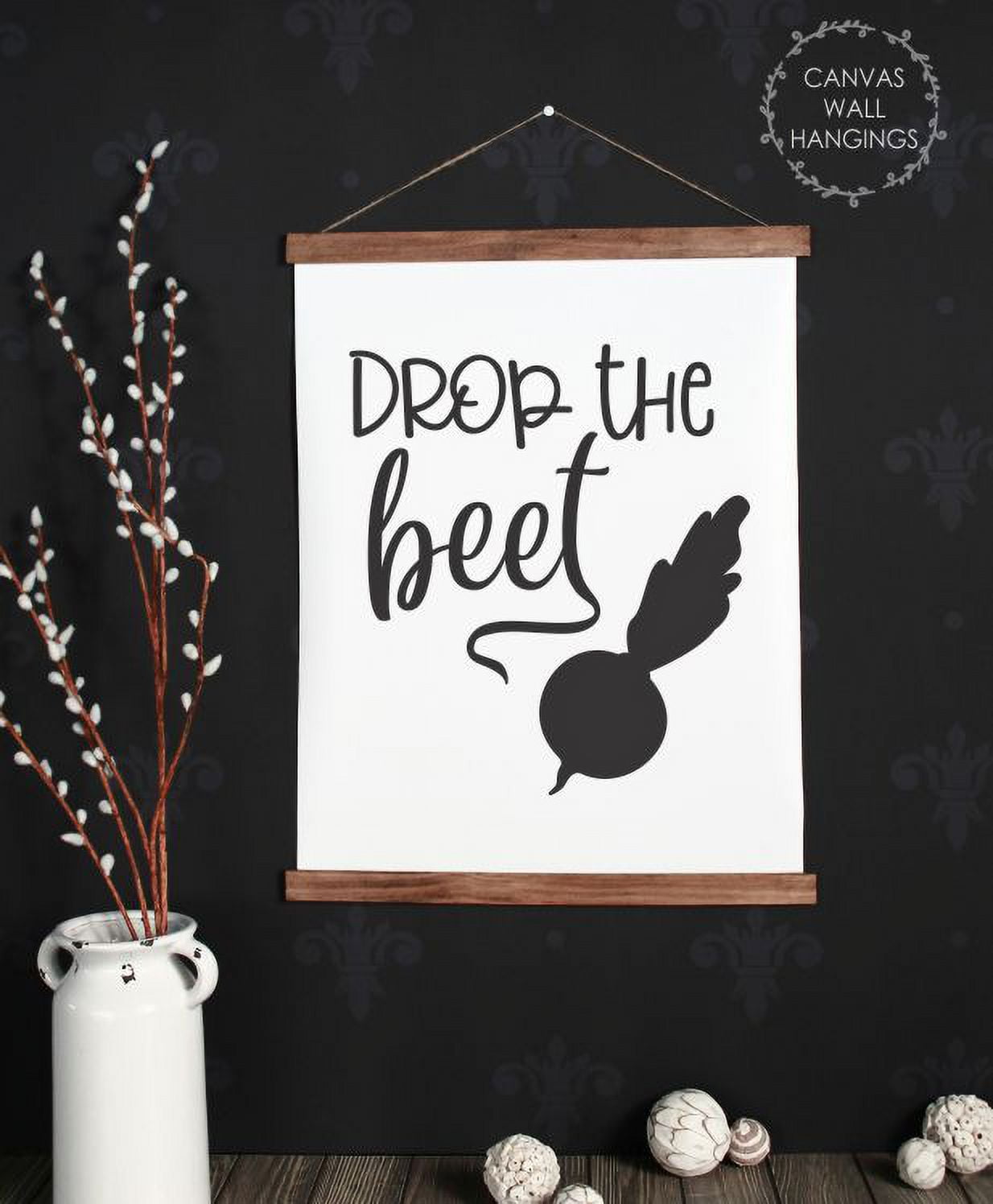 Wood, Canvas Sign Drop The Beet Wall Hanging Kitchen Décor Art Print ...