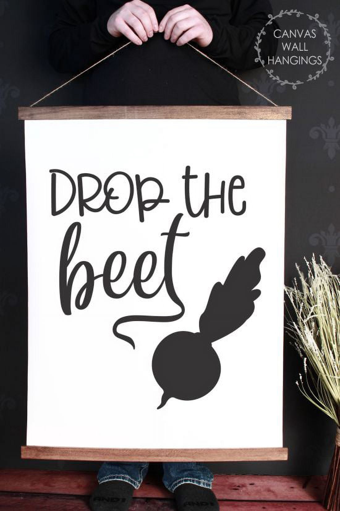Wood, Canvas Sign Drop The Beet Wall Hanging Kitchen Décor Art Print ...
