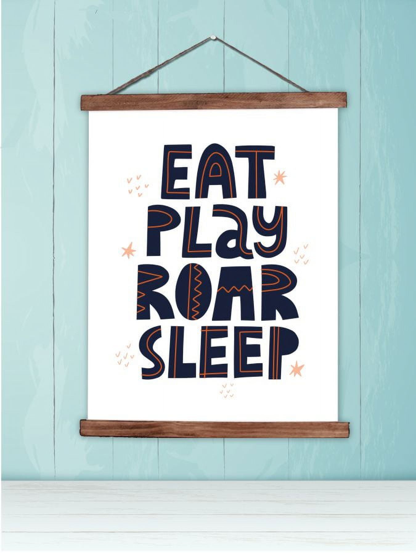 Wood, Canvas Sign, Eat Play Roar Sleep Dinosaur Kids Room Dino Print ...