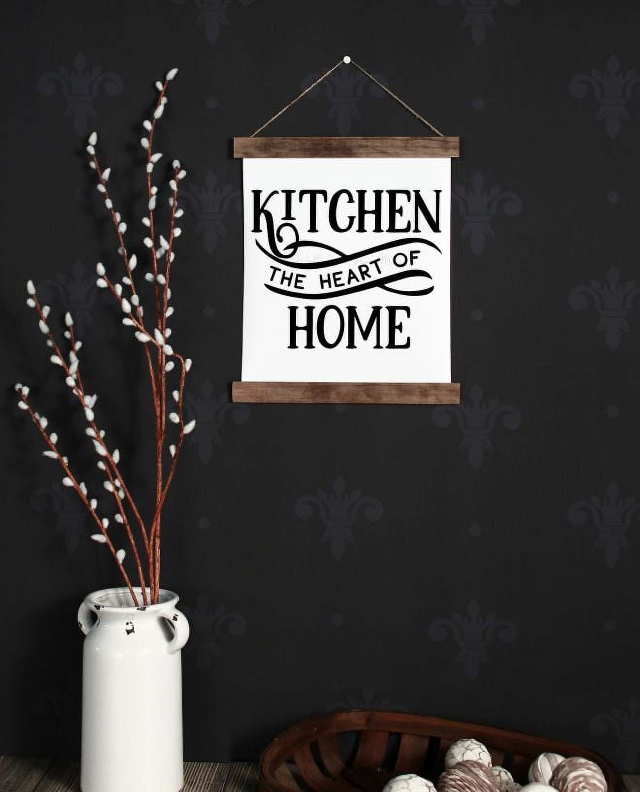 Wood, Canvas Sign, Kitchen Decor Print Heart of Home Quote, Lightweight ...