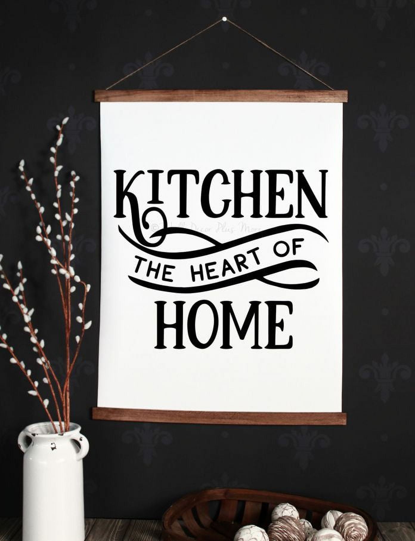 Wood, Canvas Sign, Kitchen Decor Print Heart of Home Quote, Lightweight ...