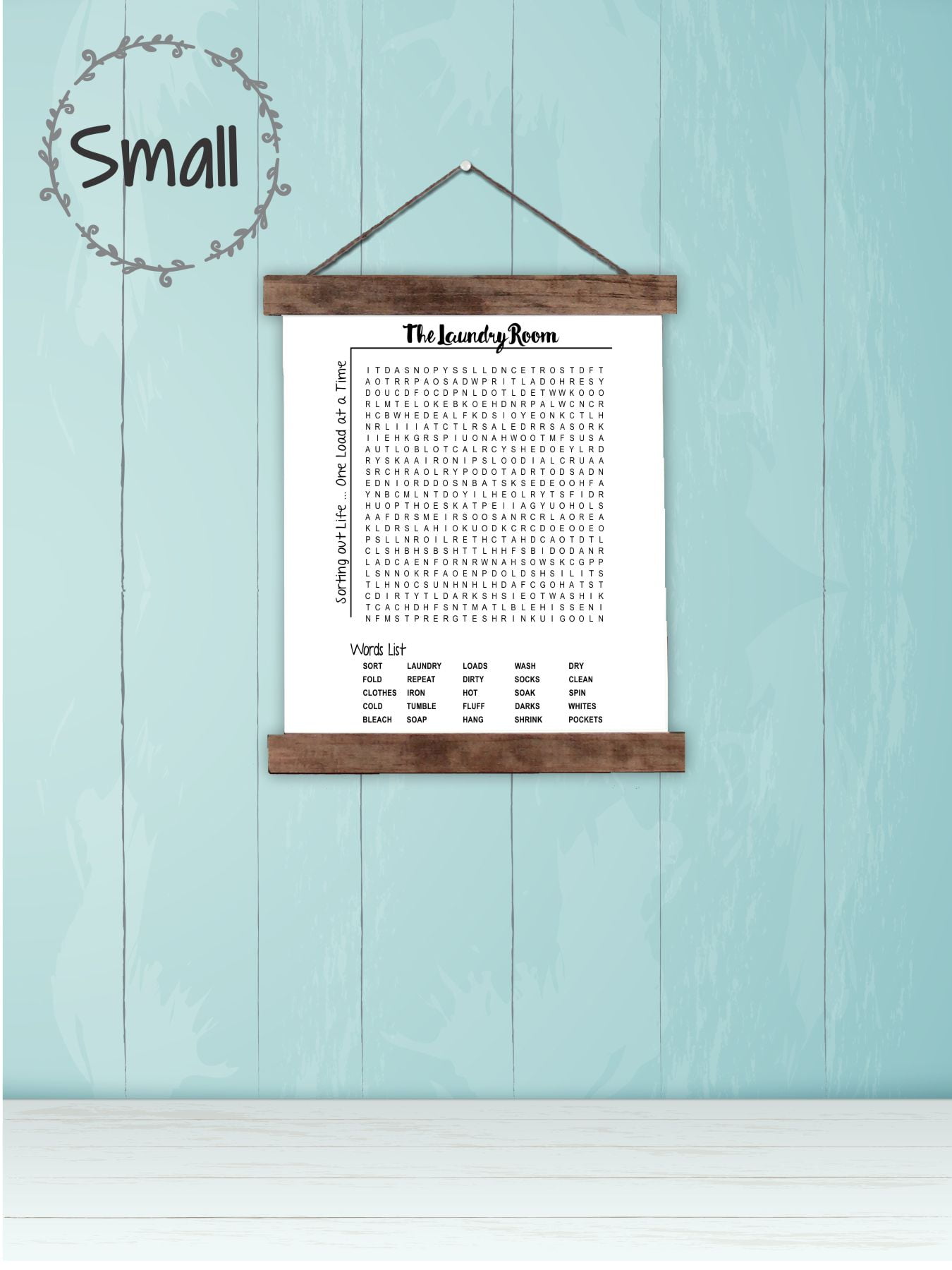Wood, Canvas Sign, Laundry Room Decor Word Search Puzzle Art Print ...